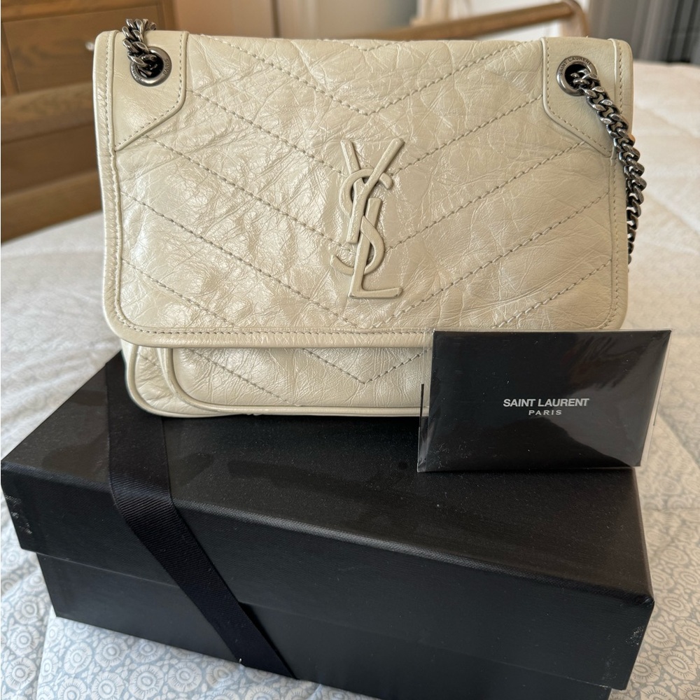 Ysl Saint Laurent Niki Bag In Blanc Vintage - Gem